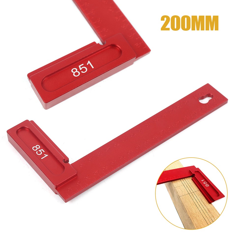Aluminum Alloy 200mm Hardwood Try Set Square Woodworking Carpenter Wood ...