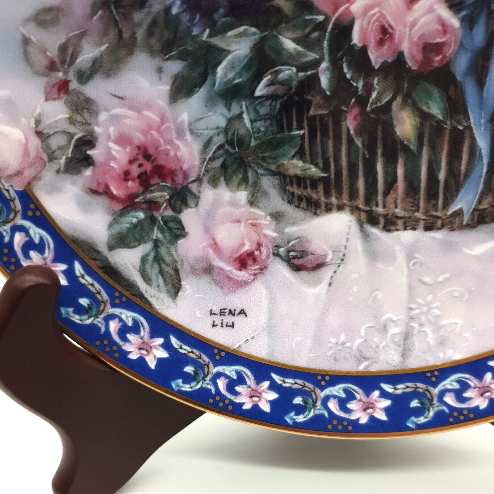 Lena Liu Plate Roses Basket Bouquets Bradford Exchange Collector 1992 ...