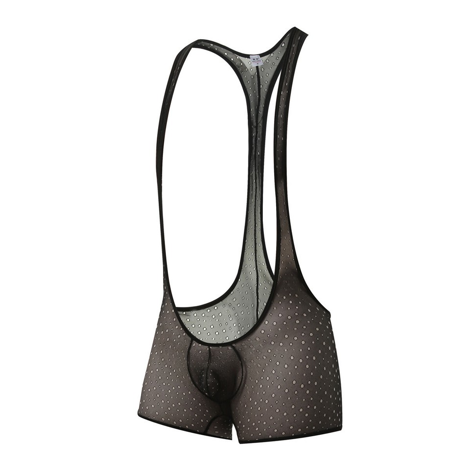 Men's Suspender Wrestling Singlet Bulge Pouch Leotard Tank Top Boxer ...