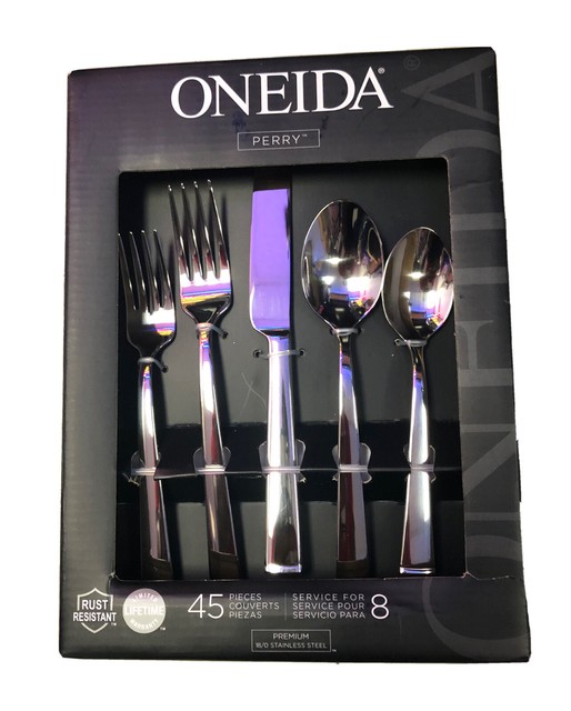 ONEIDA Perry Stainless Steel Cutlery Flatware Set 45pcs Service for 8 ...