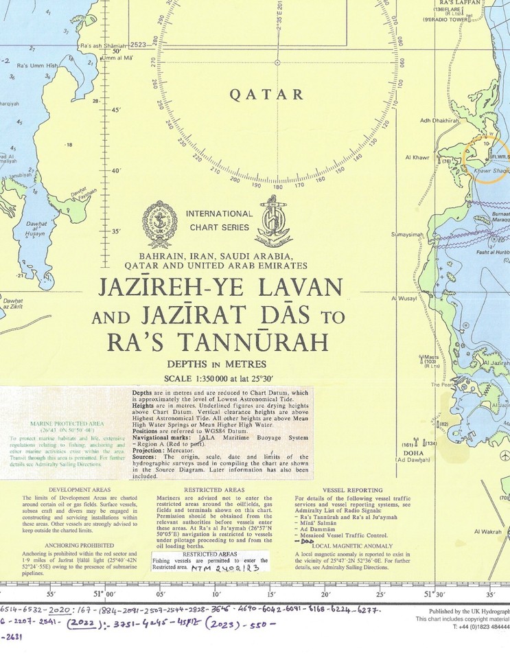 Ammiragliato 2886 Jazireh Ye Lavan E Das A Ra's Tannurah il Grafico ...