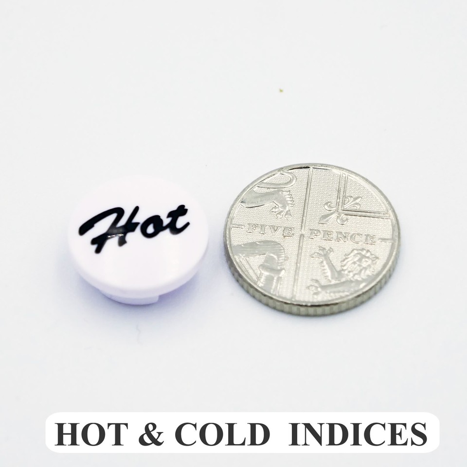 HOT & COLD Tap Indicators 2 pair HC Bathroom Basin Inserts Bath Cap ...