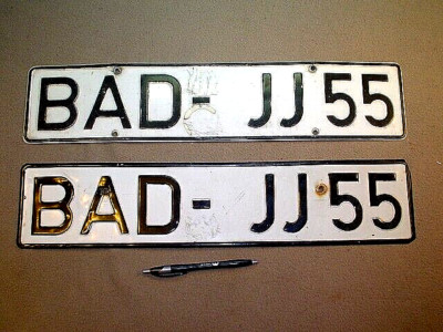 Pair Vintage European METAL License Plates BAD-JJ55 | eBay