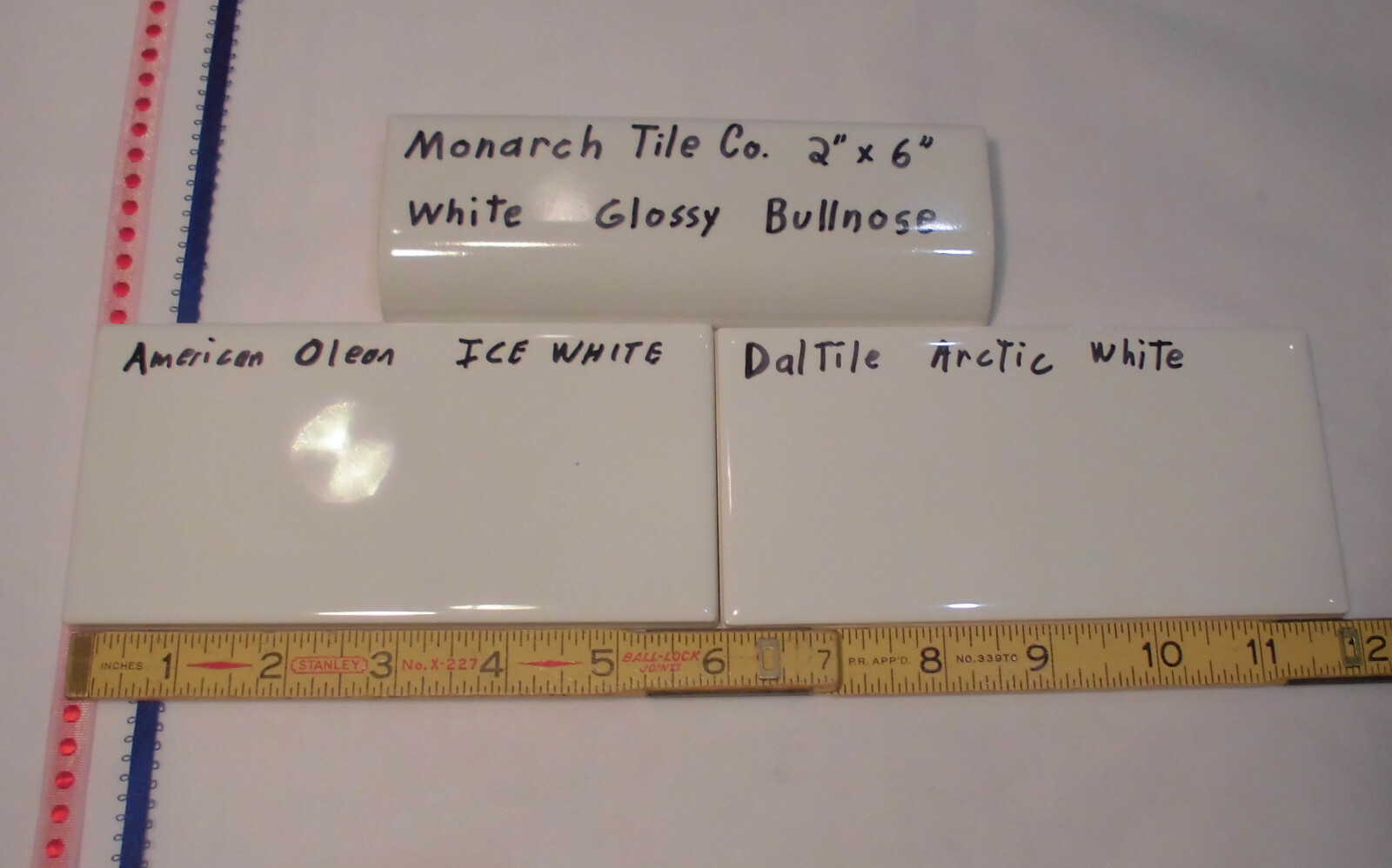 1 pc. Glossy White: 2" X 6" Ceramic Radius Bullnose Tile: New Mud Caps ...