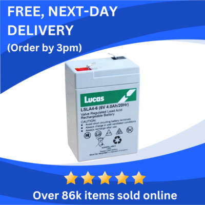 LUCAS-6V 4AH-Rechargeable BATTERY LEAD ACID - NP4-6 LSLA4-6 RT645 3FM4 ...