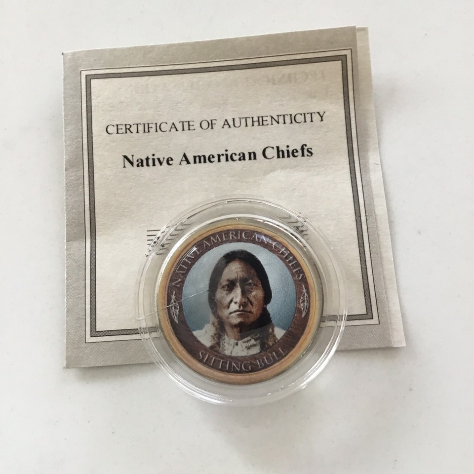 Sitting Bull Colorized Sacagawea $1 Coin Native American Chiefs Painted ...