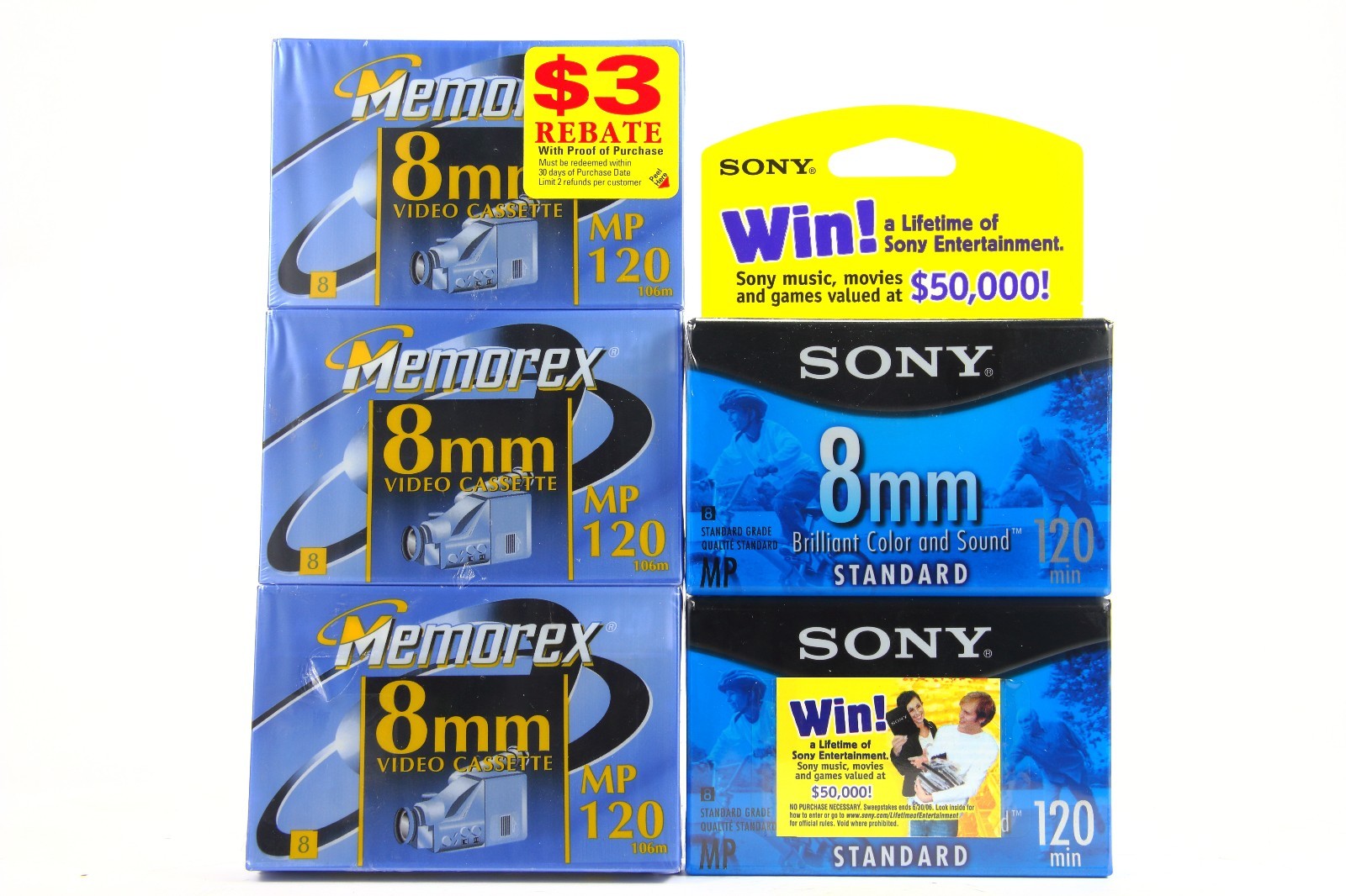 Memorex MP120 8mm Video Tape (3-Pack) & Sony 2-Pack Set Of 5 | eBay