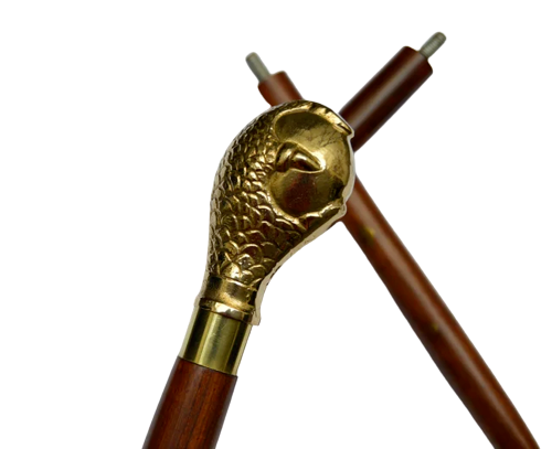 Nautical Brass Eagle Paw Handle Brown Wooden Walking Stick Cane For ...