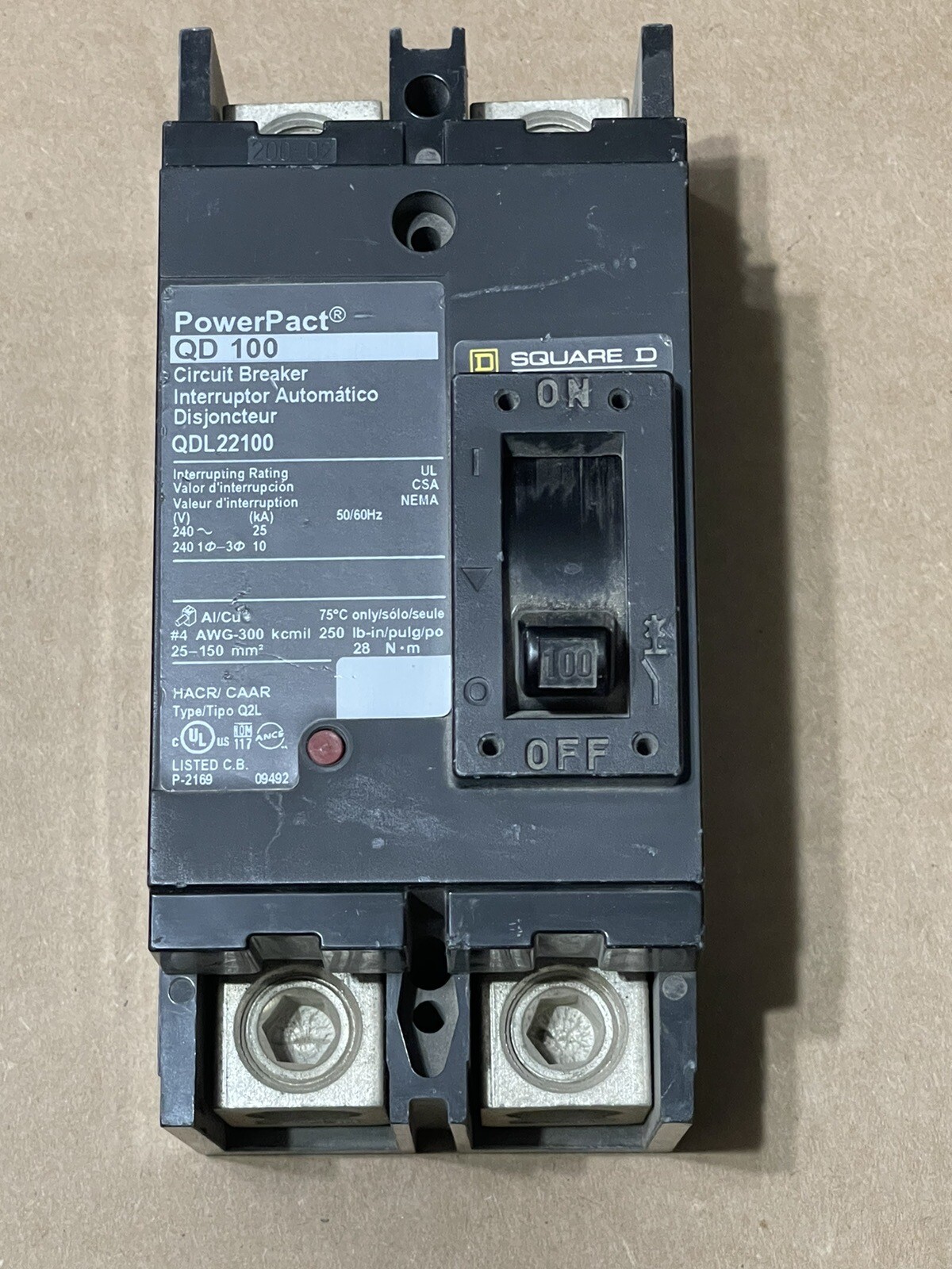 Square-D Power pact QD 100, Circuit Breaker (QDL22100) 100A | eBay