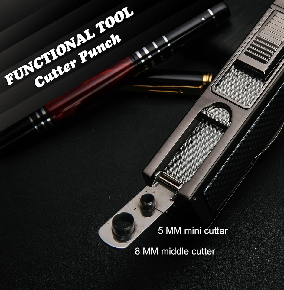 Windproof Cigar Lighters Metal Torch Butane Lighter 4 Jet Red Flame ...
