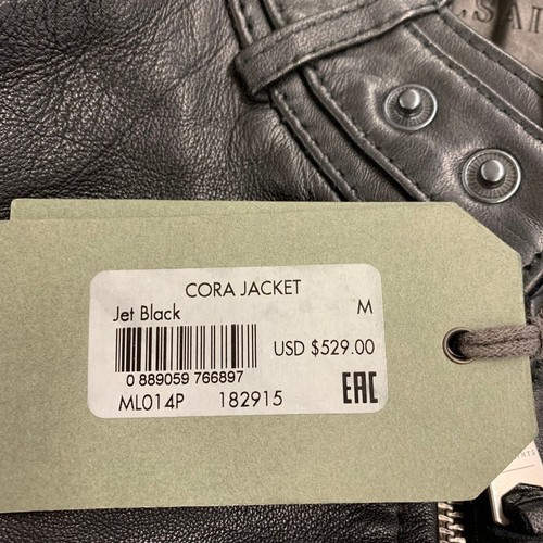 ALLSAINTS Cora Leather Snap Back Collar Jacket Men's Size M Jet Black ...