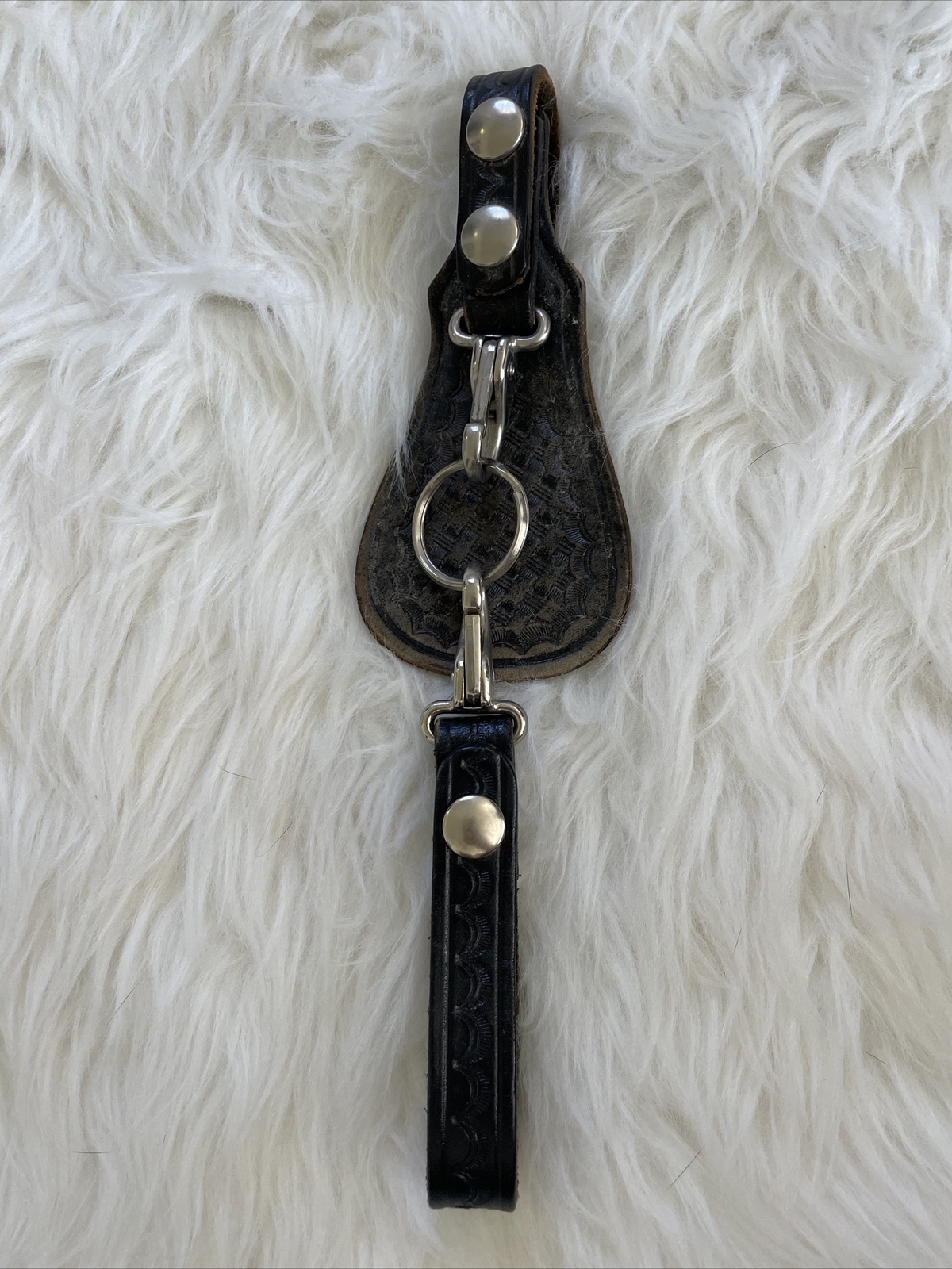 Vintage Belt Loop Key Holder Clip Keychain Hammered Leather Men’s | eBay