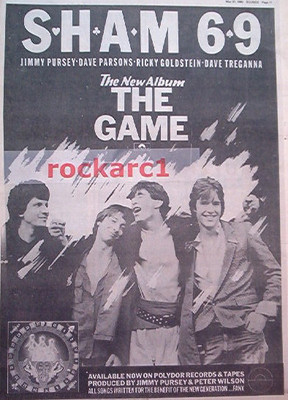 SHAM 69 The Game 1980 UK Poster size Press ADVERT 16x12 inches | eBay