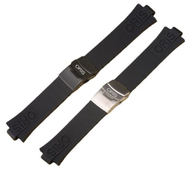 24mm Folding buckle clasp Silicone Rubber Watch Band Strap for Oris TT1 ...