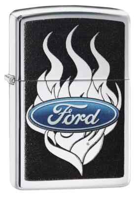 Zippo Ford Rugged Flames High Polish Chrome 29297 Brand New in Box | eBay