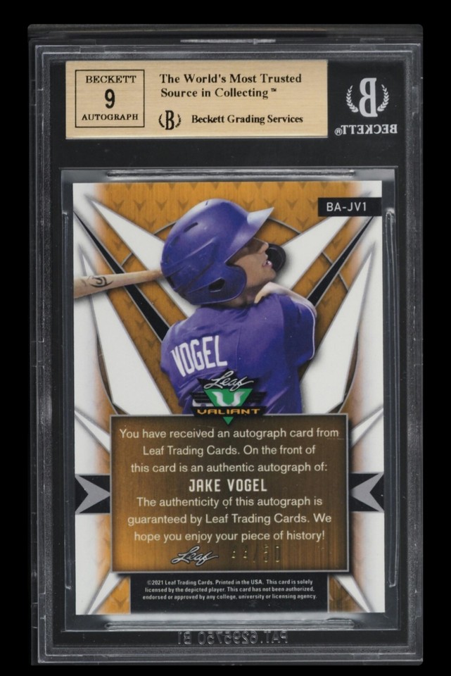 Jake Vogel ⚾ 2021 Leaf Valiant Baseball Auto 44/50, BGS-9.5 Card ...