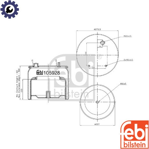 BELLOW AIR SUSPENSION 105928 FOR DAF CF/75/85/65 XF LF/45/55 PR183S ...