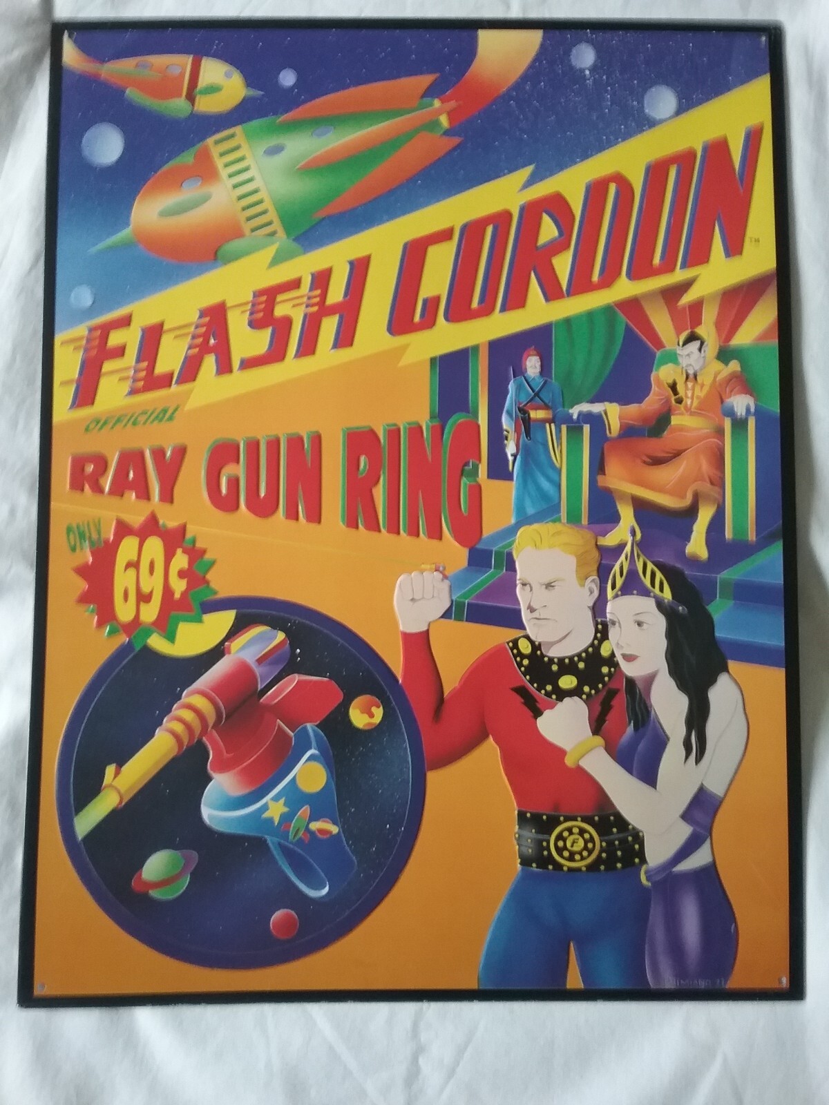 Vntg1930-50s era - FLASH GORDON Ray Gun Ring Tin Sign - (see & review ...