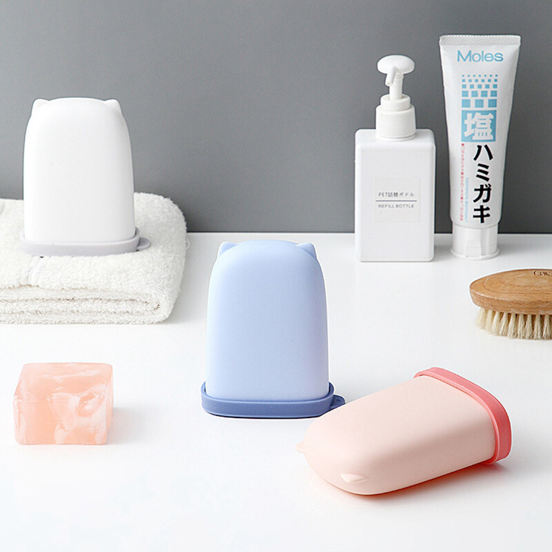 Portable Sealed Round Shampoo Bar Soap Holder Box Case Container Home ...