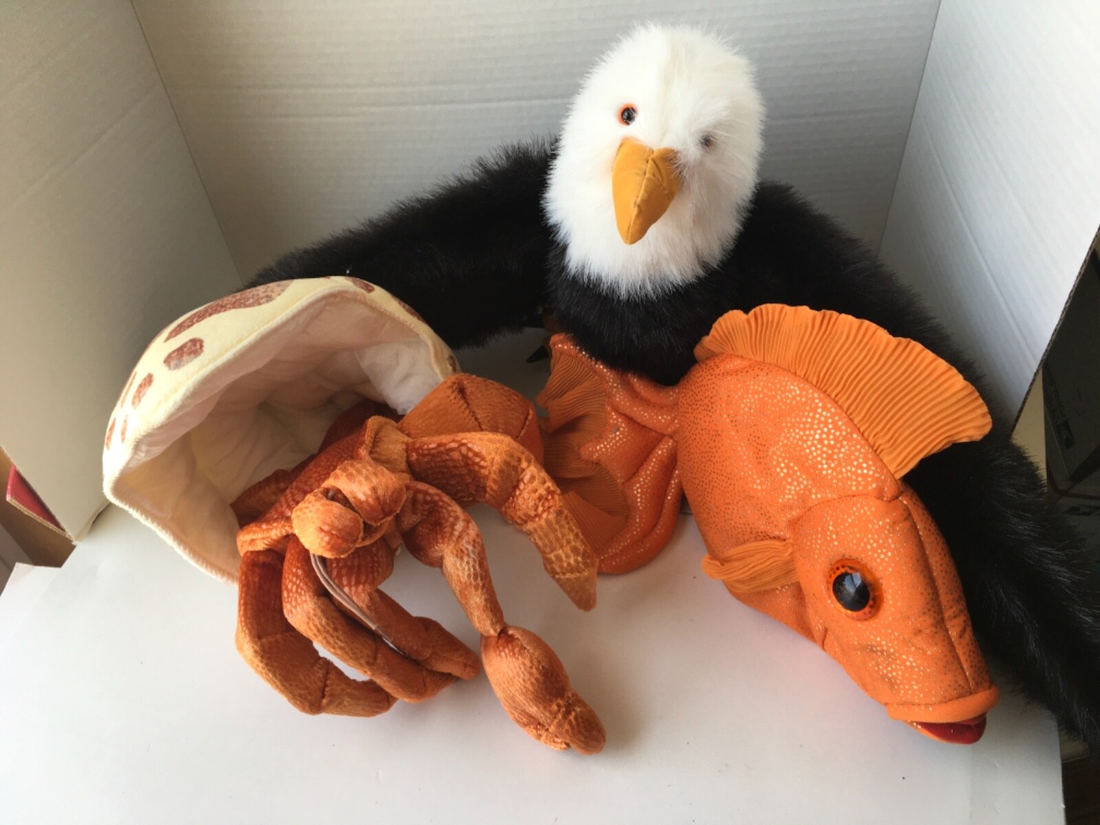 Folkmanis Puppet Lot of 3 Hermit Crab, Eagle, Goldfish | eBay