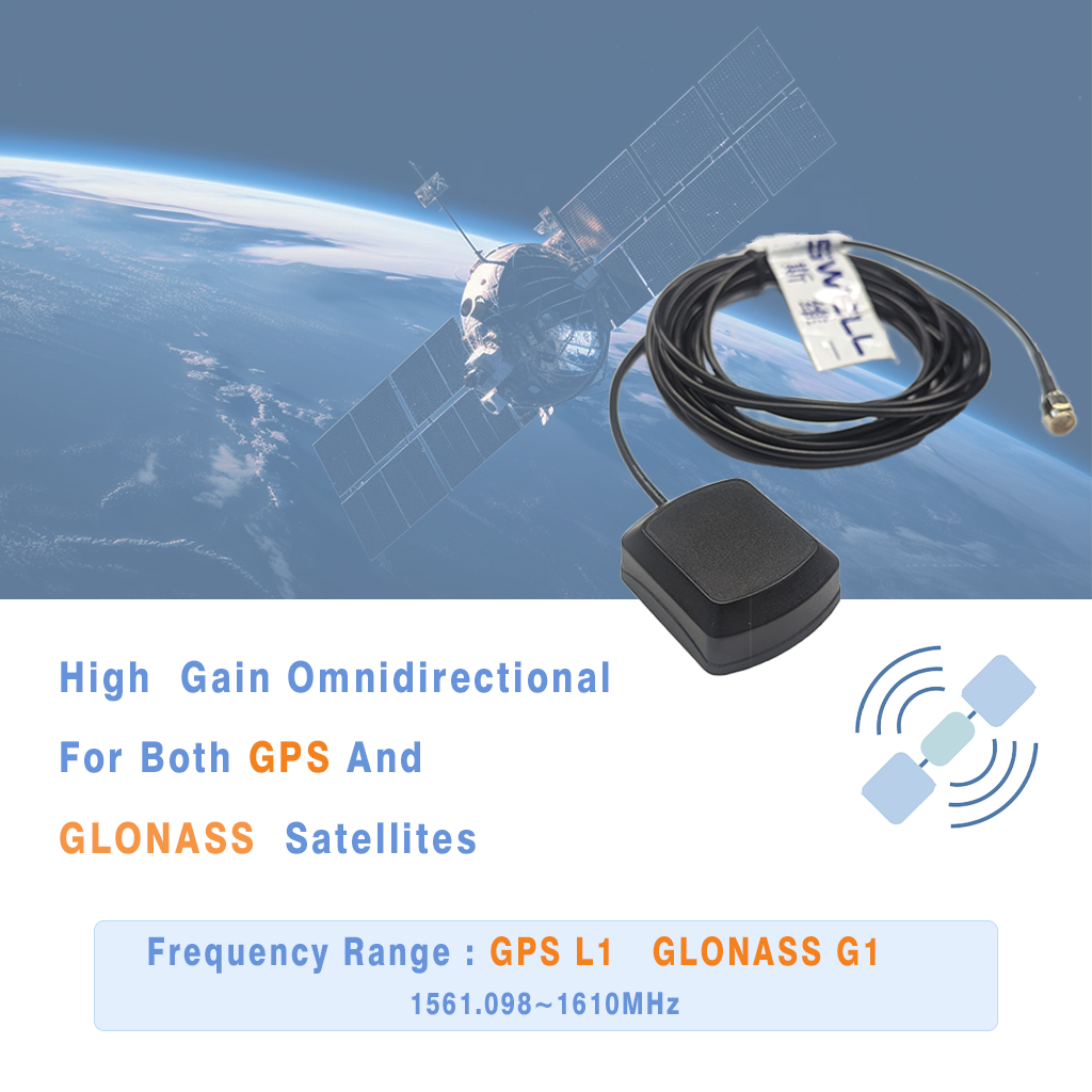 GPS/GLONASS dual band active antenna SMA male rectangular Magnet for ...