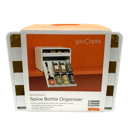 Spice Stack Rack Organizer 24 Full Size Jar Capacity 3 Drawers YouCopia ...