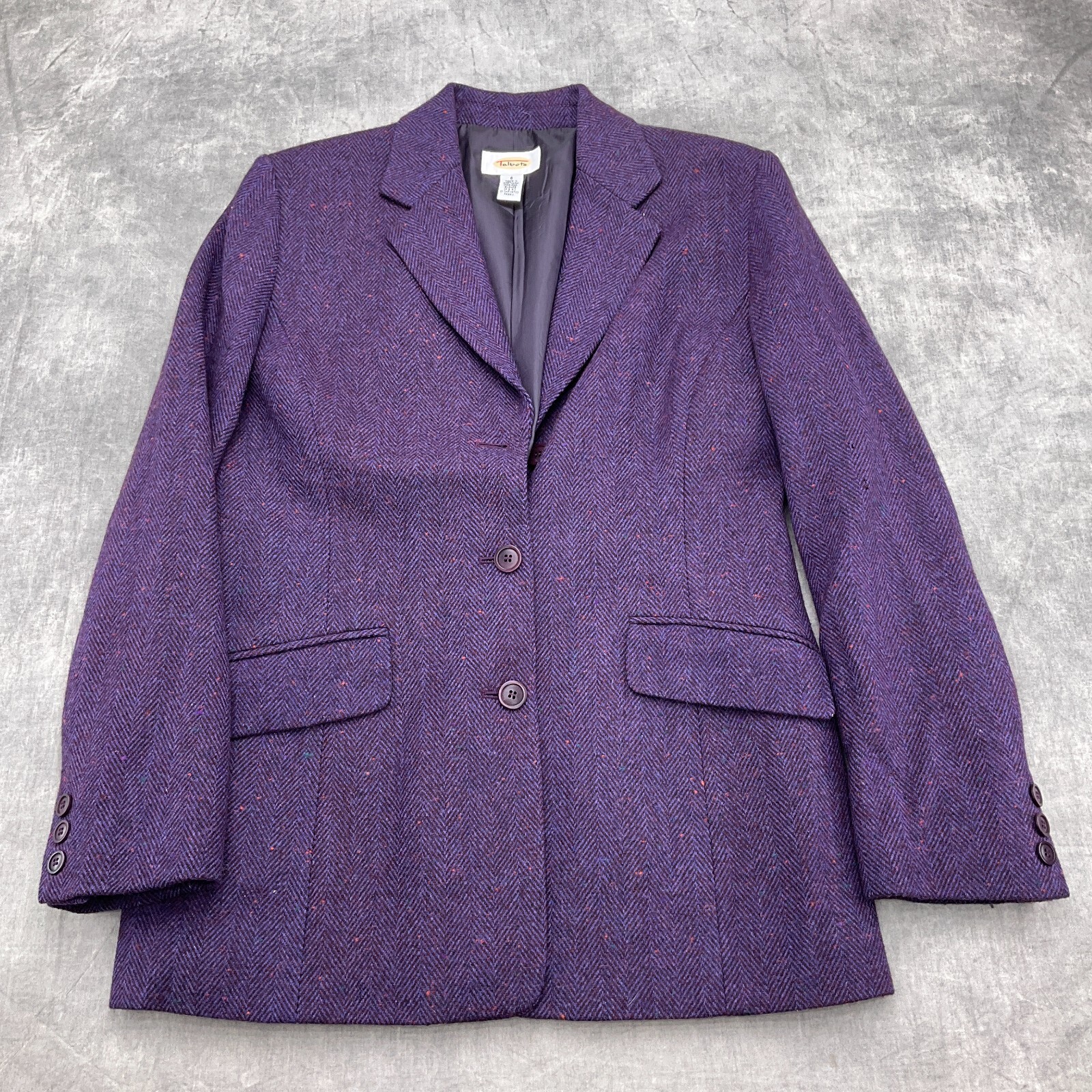 Talbots Blazer Women 6 Purple Brown Herringbone Wool … - Gem