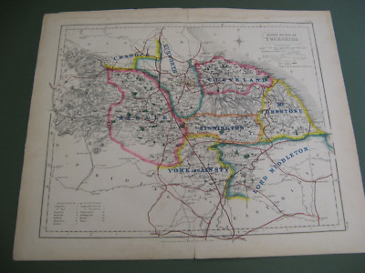100% ORIGINAL NORTH YORSHIRE FOX HUNTING MAP BY HOBSON C1860/S VGC ...