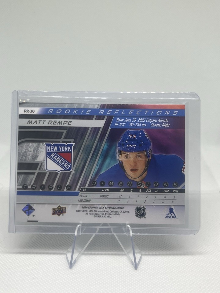 2024-25 UD Extended Series Matt Rempe Rookie Reflections Card # RR-30 ...