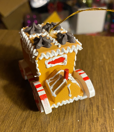 Vintage Wood Gingerbread Car Peppermint Wheels Christmas Ornament 2 1/2 ...