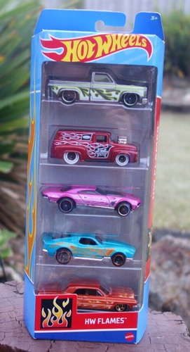 Hot Wheels Flames 5 pack Ford F100 Chevy Silverado Impala Speeder NEW ...