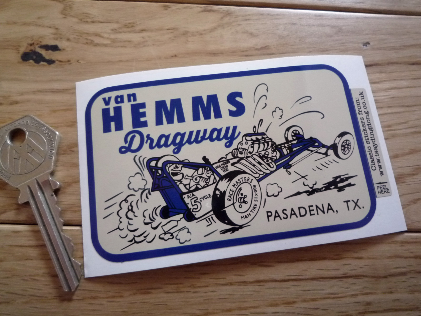VAN HEMMS DRAGWAY Classic Drag Racing STICKER 4" Pasadena Texas ...