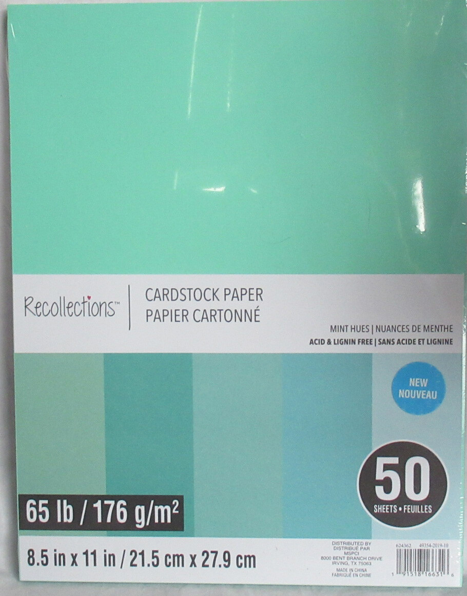Recollections Cardstock Paper 8 1/2" x 11" 50 Sheets 65 lb 5 Color MINT ...