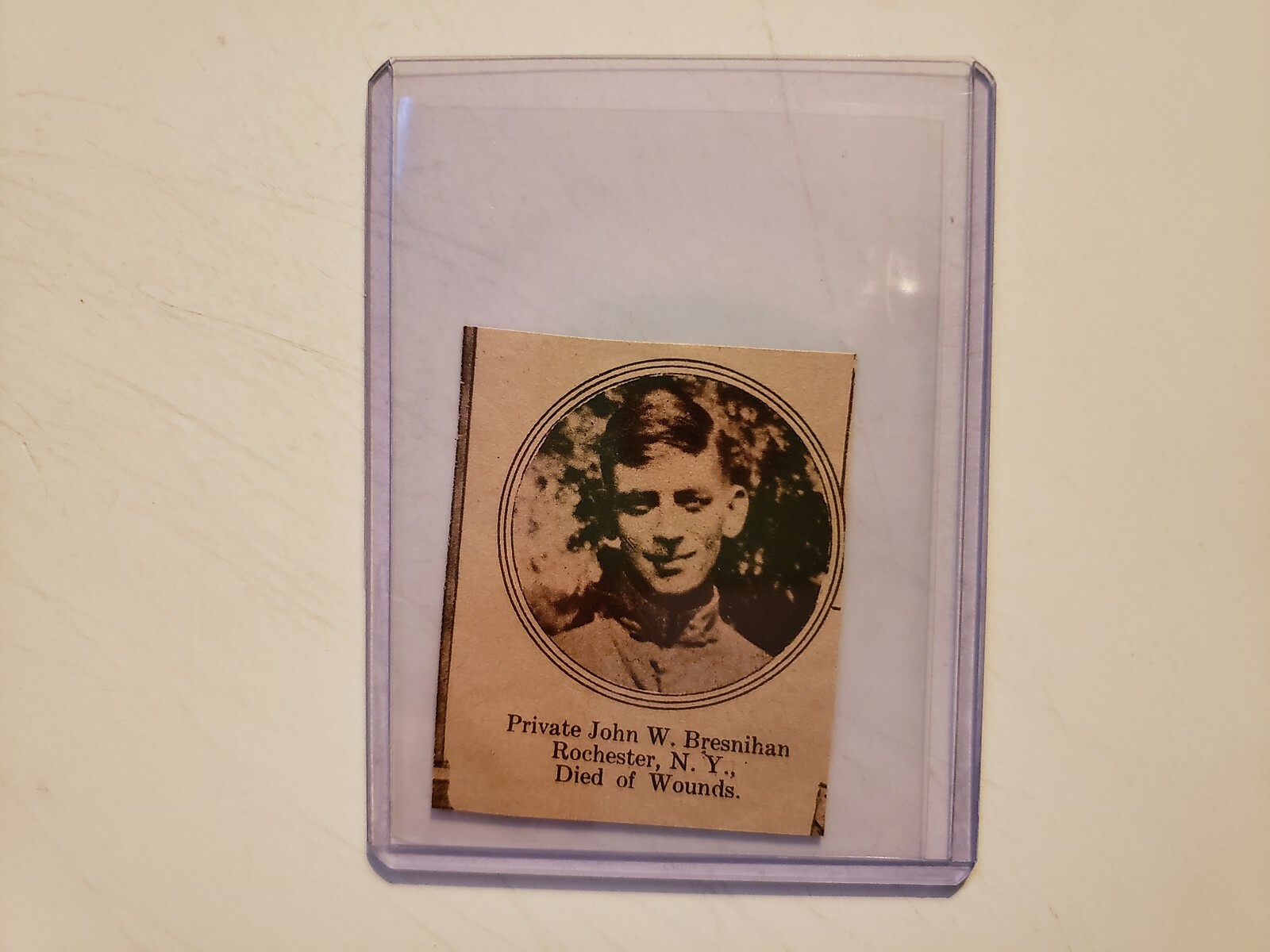 Private John W. Bresnihan Rochester New York 1919 World War 1 WW1 Hero ...