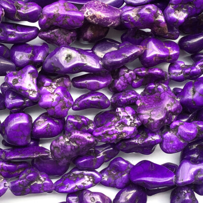 Dyed Purple Magnesite 28mm Nugget Semi Precious Stone Beads Q24 Beads ...