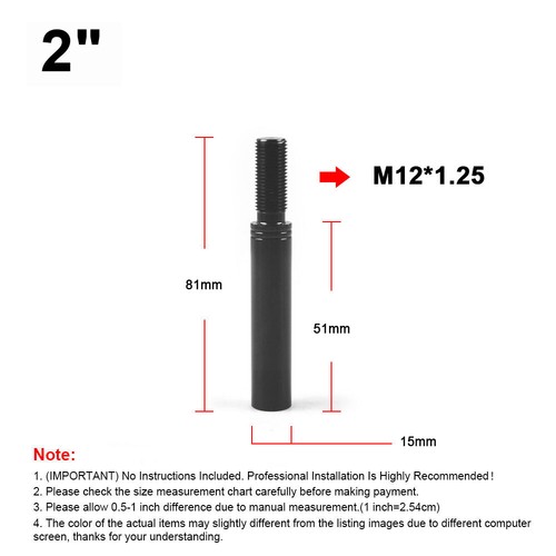 2" 10" M12X1.25 Shift Knob Extender Extension Lever Gear Manual Shifter ...