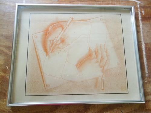 Vintage M.C. Escher Photograph on Glass by Lucid Lines Art "Drawing ...