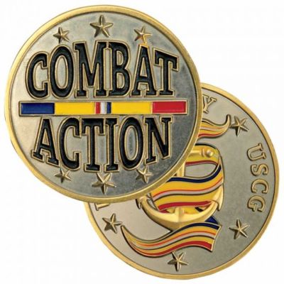 COMBAT ACTION RIBBON NAVY MARINE CORPS COAST GUARD 1.75" CHALLENGE COIN ...