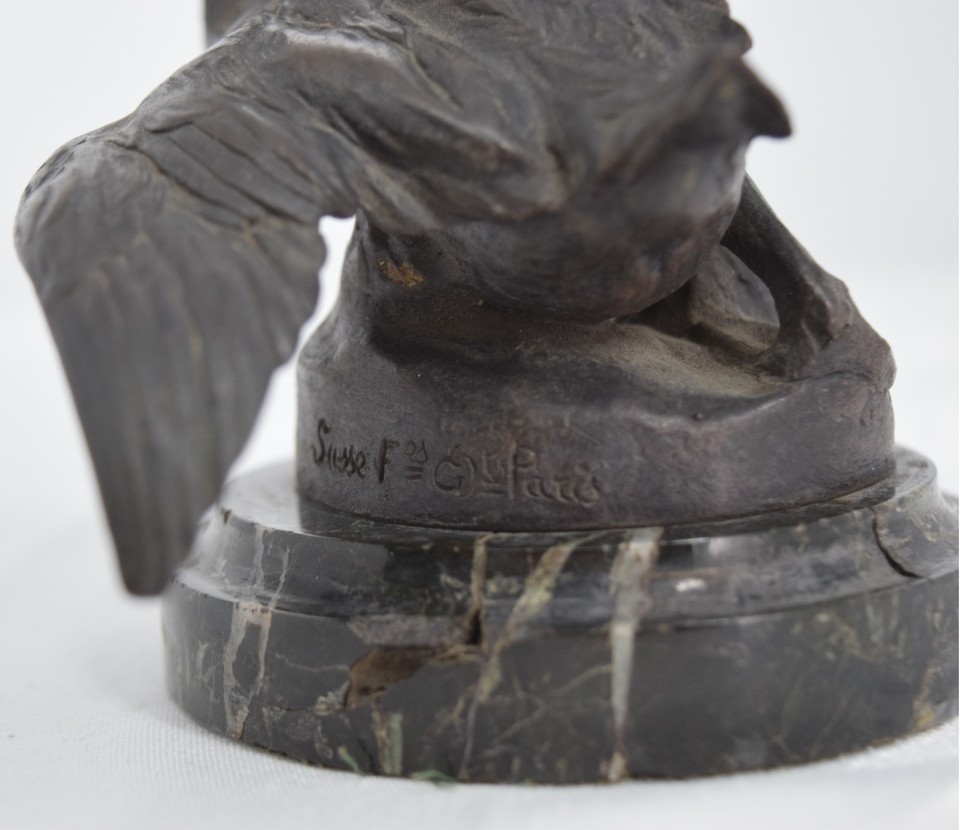 Antique Bronze Statue Sculpture miniature Duck French "Canard a Envol ...