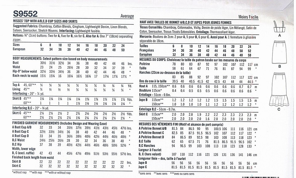 Simplicity 9552 Crop Top Wrap Skirt Flounce Pattern Misses H5 6-14 U5 ...