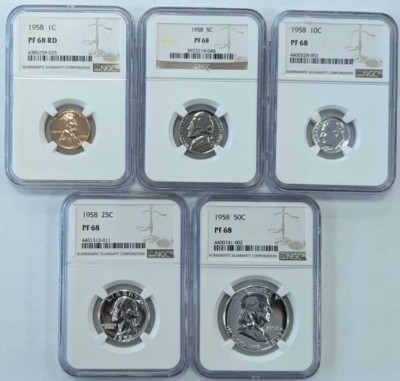 1958 NGC US Mint 5-Coin Silver Proof Set Solid High Grade PF68 | eBay