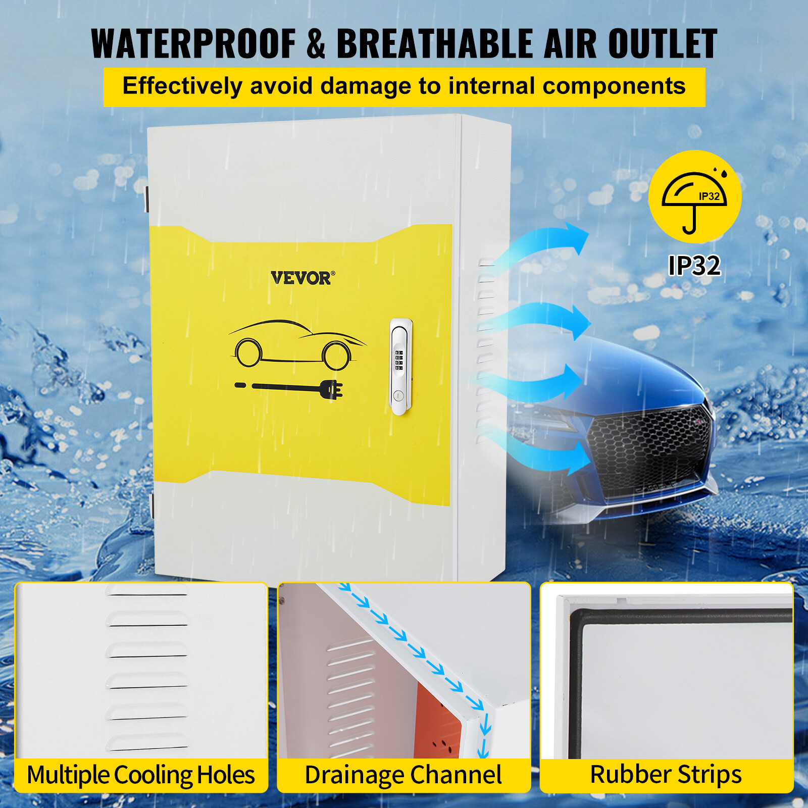 VEVOR Home Charger Box for Tesla Wall Connector Waterproof EV Cable ...