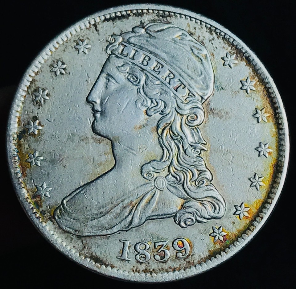 1839 Capped Bust Half Dollar 50C Ungraded Reeded Edge 90% Silver US ...
