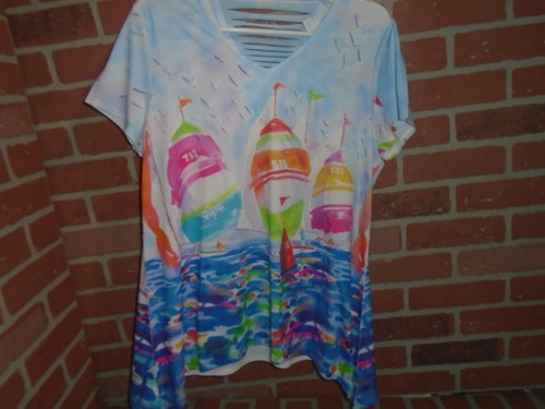 ELLEN NEGLEY WOMANS SIALBOATS DESIGN TSHIRT SIZE LARGE-WORN ONLY 2 ...