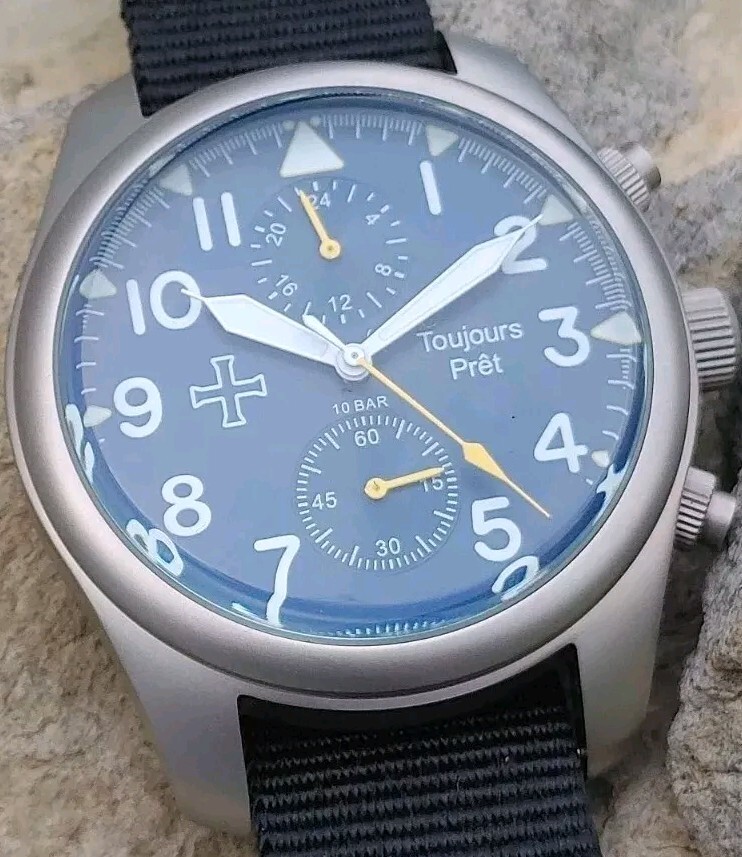 Toujours Pret military field watch. Blasted stainless steel, Seiko GMT ...