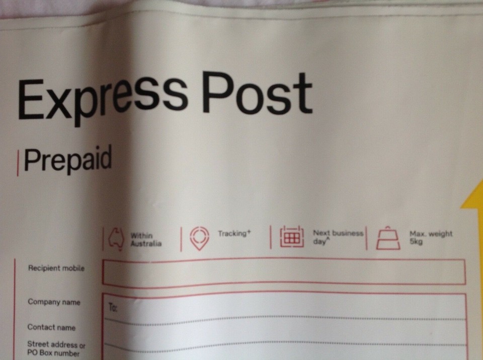 AUSTRALIA POST EXPRESS POST LARGE PREPAID SATCHELS 5KG X 10 BRAND NEW ...