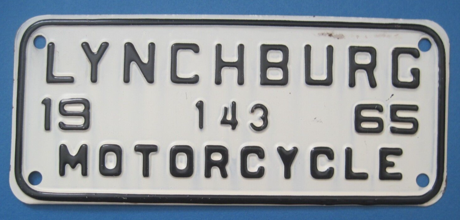 1965 Lynchburg VA Motorcycle license plate excellent condition | eBay