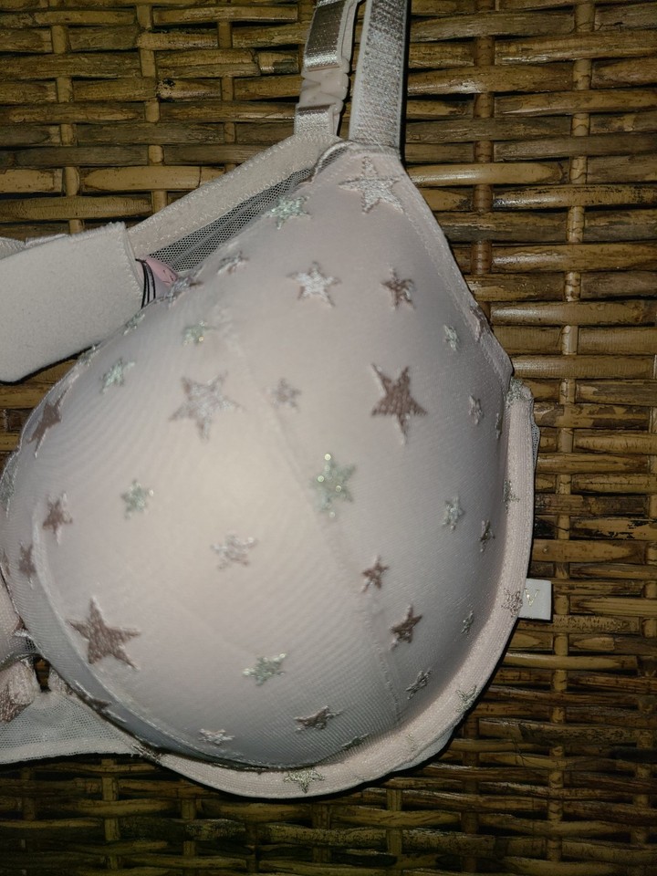 Victoria’s Secret Push-up Bra 40C Embroidered Stars Pale Pink Multiway ...