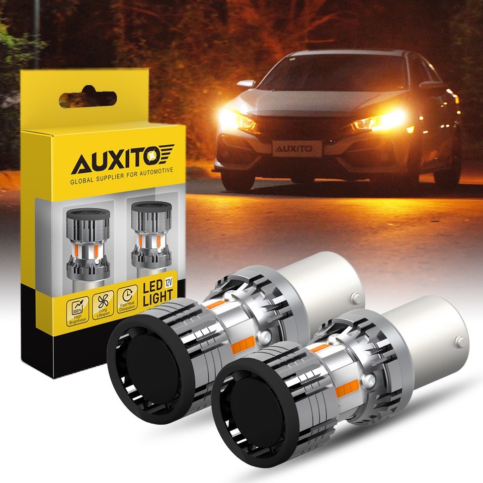 2 Pack 7507 PY21W BAU15S LED Amber Turn Signal Light Bulbs 2641A 1156PY ...