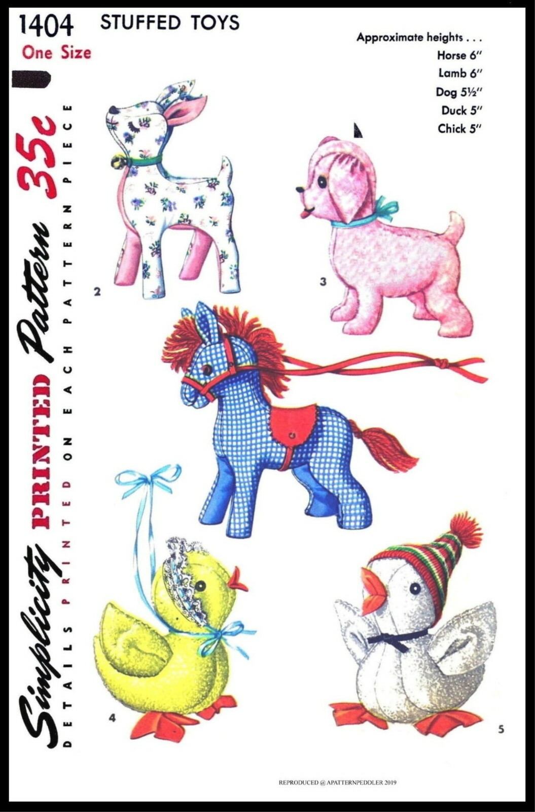 1404 Simplicity Stuffed Animal Toy Sewing Pattern Horse Lamb Dog Duck ...